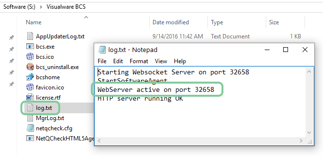 Make sure the BCS is binding to the correct ports